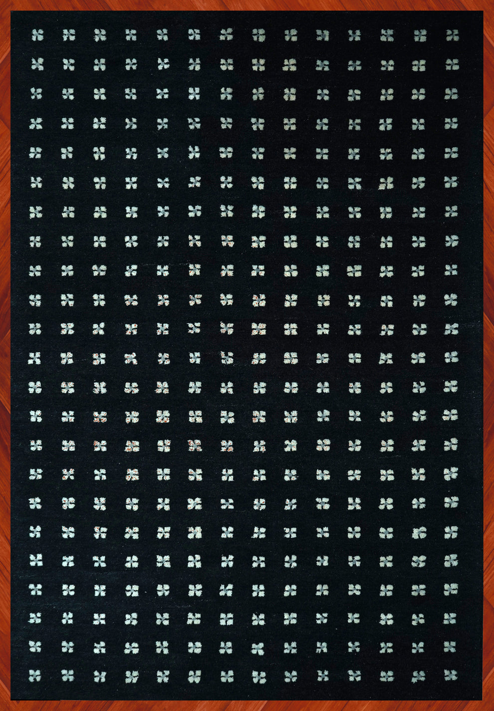 Navy Blue White Geometric Dots Hand Tufted Wool Area Rug – Tufts Knots